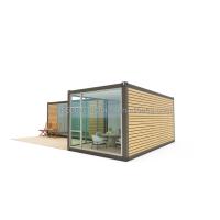 China Steel Frame Galvanized Steel Bending 180g Simple Prefab Log Cabins Wooden Small House Portable Cabins with 20ft or 40ft Size for sale