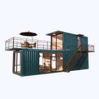 China Supermarket Shipping Ready Made Prefab Projects Container Coffee Shop with Log Design for sale