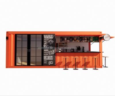China Galvanized Steel Bending 180g Steel Frame Modern Design Prefabricated 20ft Container Bar Coffee Shop Fast-Food Restaurant for sale
