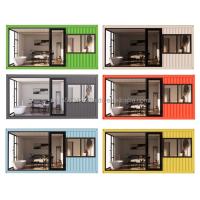 China Affordable 20ft or 40ft Portable Light Steel Flat Roof Container Prefab Studio Home House with Customized Color for sale