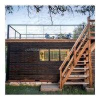 China 50/75/100mm Wave Sandwich Panel Tiny Wooden Prefab House Container Living Two Story Container Buildings Cabins Wooden Villa for sale
