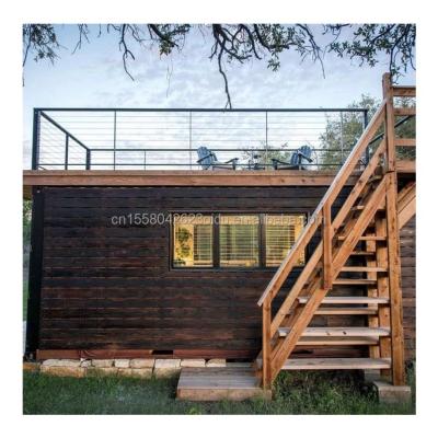 China 50/75/100mm Wave Sandwich Panel Tiny Wooden Prefab House Container Living Two Story Container Buildings Cabins Wooden Villa for sale