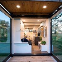 China 50/75/100mm Wave Sandwich Panel Tiny Wooden Prefab House Container Living Two Story Container Buildings Cabins Wooden Villa for sale