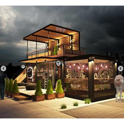 China Modern Design 20ft or 40ft Container Prefabricated Coffee Shop Kiosk Constructed with Steel Sandwich Panel Material for sale