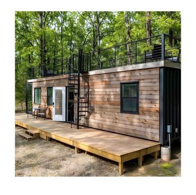 China Galvanized Steel Bending 40ft Portable Wooden Container House with 2 Bedrooms and 1 Living Room for sale