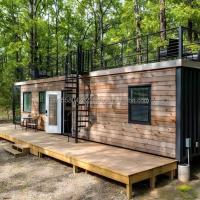 China Galvanized Steel Bending 40ft Portable Wooden Container House with 2 Bedrooms and 1 Living Room for sale