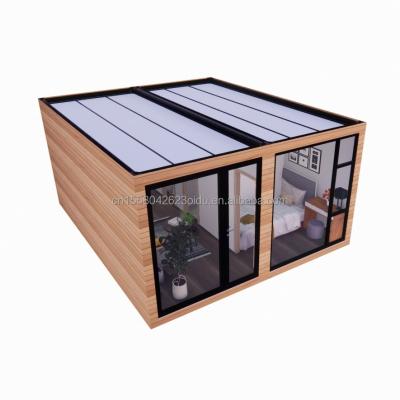 China Prefabricated Wooden Glass Sunlight House Container House with Customized Color and Wall 50/75/100mm Wave Sandwich Panel for sale