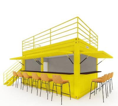 China Galvanized Steel Square Tubes Steel Coffee Shop Container Modern 20ft Prefabricated Container Bar for Outdoor for sale