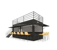 China Galvanized Steel Square Tubes Steel Coffee Shop Container Modern 20ft Prefabricated Container Bar for Outdoor for sale