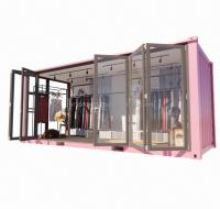 China Customized Color Steel Frame 20ft Prefab Container Clothing Store Kiosk Booth Mobile Shop with Galvanized Steel Bending for sale