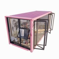 China Customized Color Steel Frame 20ft Prefab Container Clothing Store Kiosk Booth Mobile Shop with Galvanized Steel Bending for sale