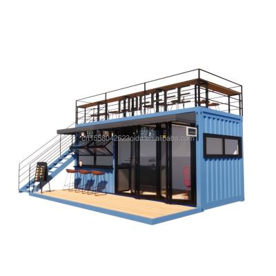China EU 20ft Food Stall Second Floor Container Coffee Shop Constructed with Galvanized Steel Square Tubes and Steel Structure for sale