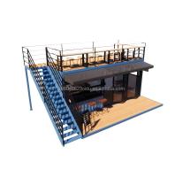 China EU 20ft Food Stall Second Floor Container Coffee Shop Constructed with Galvanized Steel Square Tubes and Steel Structure for sale
