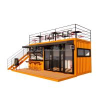 China EU 20ft Food Stall Second Floor Container Coffee Shop Constructed with Galvanized Steel Square Tubes and Steel Structure for sale