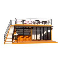 China EU 20ft Food Stall Second Floor Container Coffee Shop Constructed with Galvanized Steel Square Tubes and Steel Structure for sale