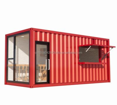 China 20ft Prefab Shipping Container Pop Up Coffee Shop Restaurant Mobile Container Bar with Modern Bathroom Design and Style for sale