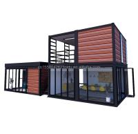 China Galvanized Steel Square Tubes 40ft 20ft Deluxe Bedroom Large Glass Studio Movable House for Living in Customized Design for sale