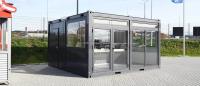 China 20ft Container Store Wood Grain Metal Frame Hotel Mobile House with Galvanized Steel Square Tubes and Flat Packaging for sale