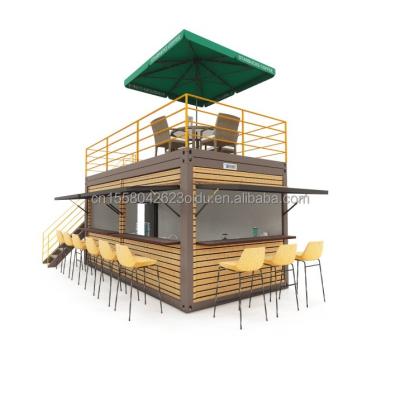 China 20 Foot Container Coffee Bar Portable Prefabricated Store with Container Design and 50/75/100mm Wave Sandwich Panel Walls for sale