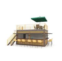 China 20 Foot Container Coffee Bar Portable Prefabricated Store with Container Design and 50/75/100mm Wave Sandwich Panel Walls for sale