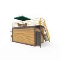 China 20 Foot Container Coffee Bar Portable Prefabricated Store with Container Design and 50/75/100mm Wave Sandwich Panel Walls for sale