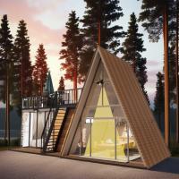 China Hotel Resort Prefab Container House with One Bed Bathroom Kitchen and Sandwich Panel Door in Modern Triangular Shape for sale