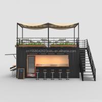 China Container Cafe with Kitchen 20ft Steel Frame Galvanized Steel Bending 180g Restaurant Bathroom Included for sale