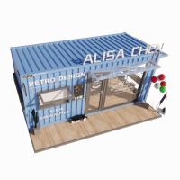 China Galvanized Steel Square Tubes Container Houses 20ft Portable Kiosk Modified Prefab Modular Coffee Shop Shipping Container Bar for sale