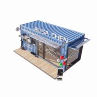 China Galvanized Steel Square Tubes Container Houses 20ft Portable Kiosk Modified Prefab Modular Coffee Shop Shipping Container Bar for sale