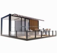 China Shop 20ft Mobile Restaurant and Bar 10ft 20ft Shipping Wooden Container Kitchen Galvanized Steel Bending 180g Steel frame for sale