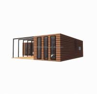 China Wooden Container House EU Best Design Wood Grain Glass 20ft 40ft Prefab Home Luxury Container Home Prefab Houses Modern for sale