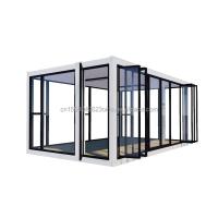China Customized Color 20ft Container Car Exhibition Hall Prefabricated House Folding Aluminum Alloy Tempered Glass Mobile Shop for sale