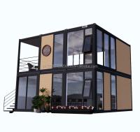 China Modern Wooden Appearance Flat Packaging Mobile House Steel Frame Galvanized Steel Bending 180g for 10ft 20ft Container for sale