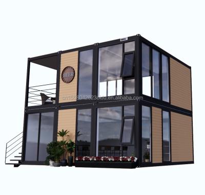 China Modern Wooden Appearance Flat Packaging Mobile House Steel Frame Galvanized Steel Bending 180g for 10ft 20ft Container for sale