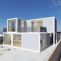 China Wall 50/75/100mm Wave Sandwich Panel Luxury Modern Wooden House Steel Structure Flat Packaging Container House for Hotel for sale