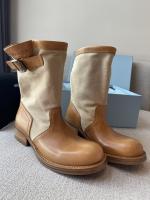China Slouch Calfskin Ankle Martin Boots Retro Riding Line for Autumn Winter Wear for sale
