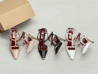 China Multi Strap Calfskin Heel Pump Sandals Rivet Detail High Heel for Party Season for sale
