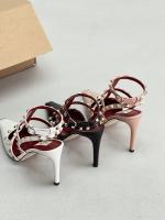 China Multi Strap Calfskin Heel Pump Sandals Rivet Detail High Heel for Party Season for sale