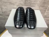 China Dew Heel Leather Sole Mens Mule Slippers Imported Cowhide Boutique Finish for sale