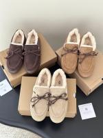 China Bow Trim Womens Winter Loafers Slip On Warm Comfortable Soft Fleece Lined for sale