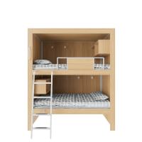 China 4000x900x2400mm Wooden Color Fashion Bunk Bed for Youth Hostels with 12mm Splints and 5cm Mattress Support for sale
