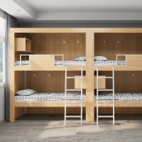 China 4000x900x2400mm Wooden Color Fashion Bunk Bed for Youth Hostels with 12mm Splints and 5cm Mattress Support for sale