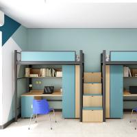 China ODM Student Bunk Bed with Stairs and Desk 4600x900x2100mm for School Dormitory Customization for sale