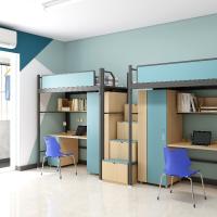 China ODM Student Bunk Bed with Stairs and Desk 4600x900x2100mm for School Dormitory Customization for sale