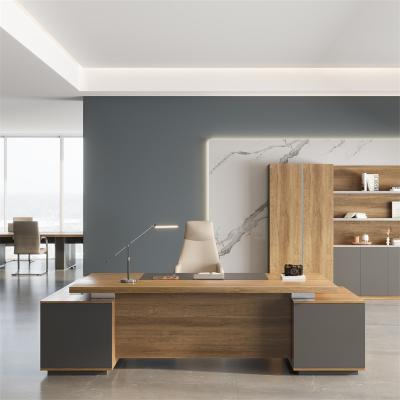 China Walnut Color Modern Manager Office Desk 2300-2800mm Width with 450lb Load Capacity and Custom Sizes for sale