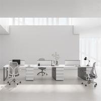 China Modern L-Shaped Office Desk 3600x1200mm or 4200x1400mm with 450lb Load Capacity and Storage Cabinets for sale