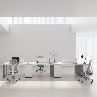 China Modern L-Shaped Office Desk 3600x1200mm or 4200x1400mm with 450lb Load Capacity and Storage Cabinets for sale
