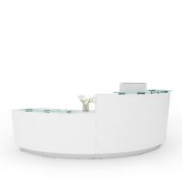 China High Gloss Painting Glass Top Reception Desk with Marble Finish - Custom Sizes Available for Office & Meeting Rooms for sale