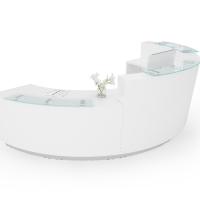 China High Gloss Painting Glass Top Reception Desk with Marble Finish - Custom Sizes Available for Office & Meeting Rooms for sale