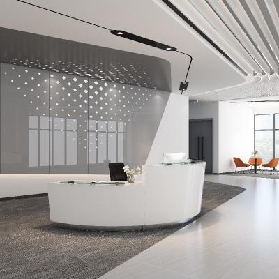 China High Gloss Painting Glass Top Reception Desk with Marble Finish - Custom Sizes Available for Office & Meeting Rooms for sale